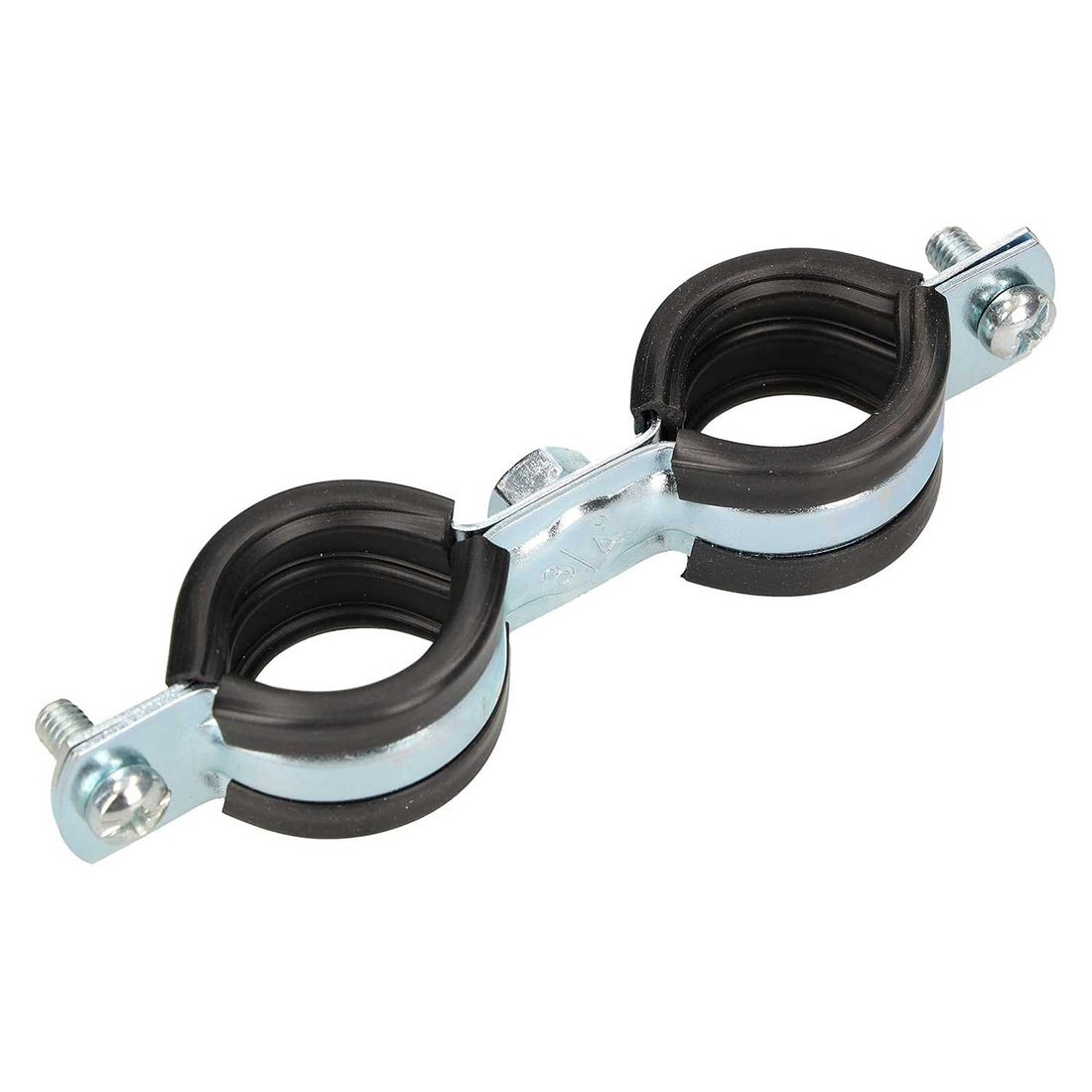 Rubber Lined Pipe Clip Double Metal Clamp Wall Bracket Anti Vibration