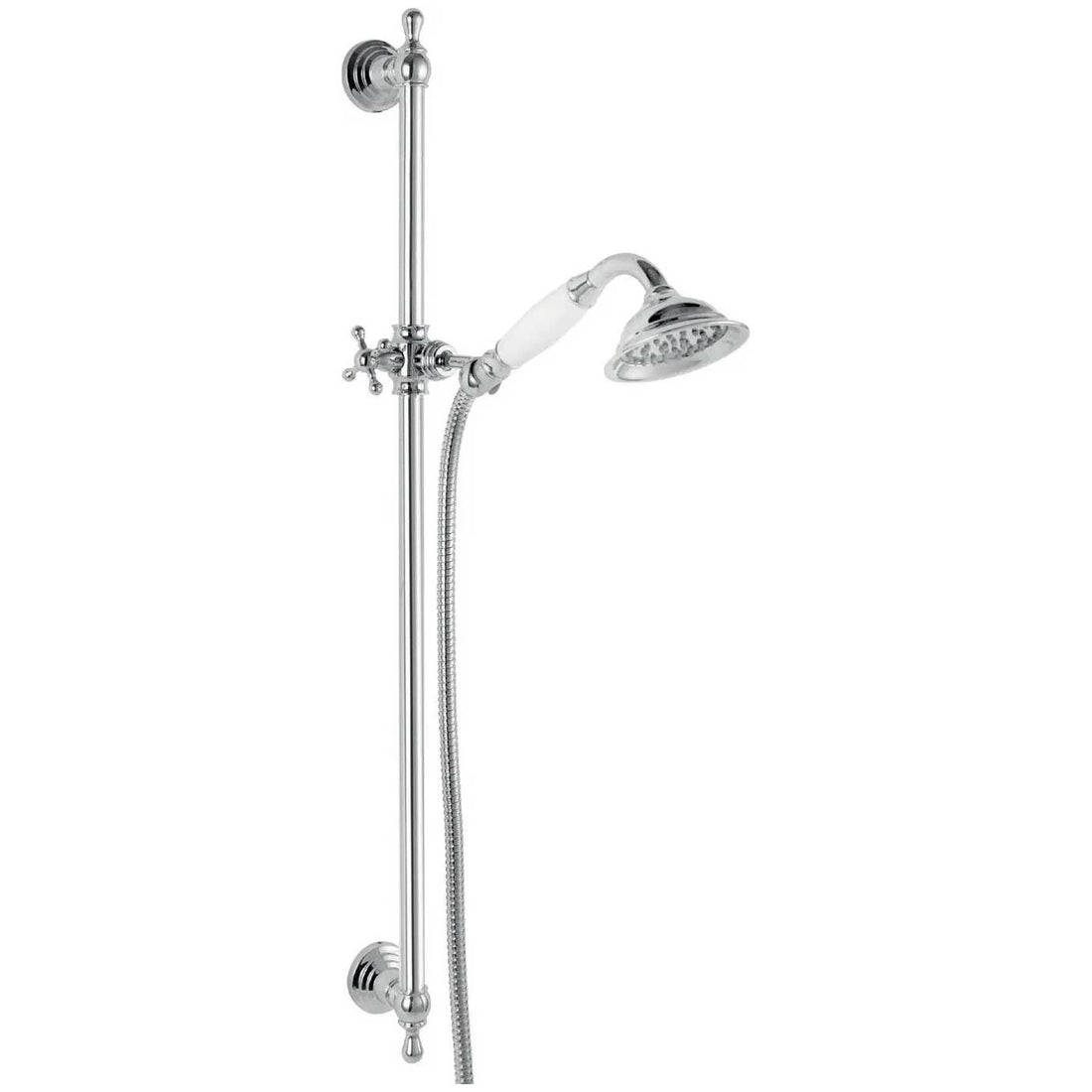 Retro Chrome Shower Bar Riser Rail Kit Column Wall Set