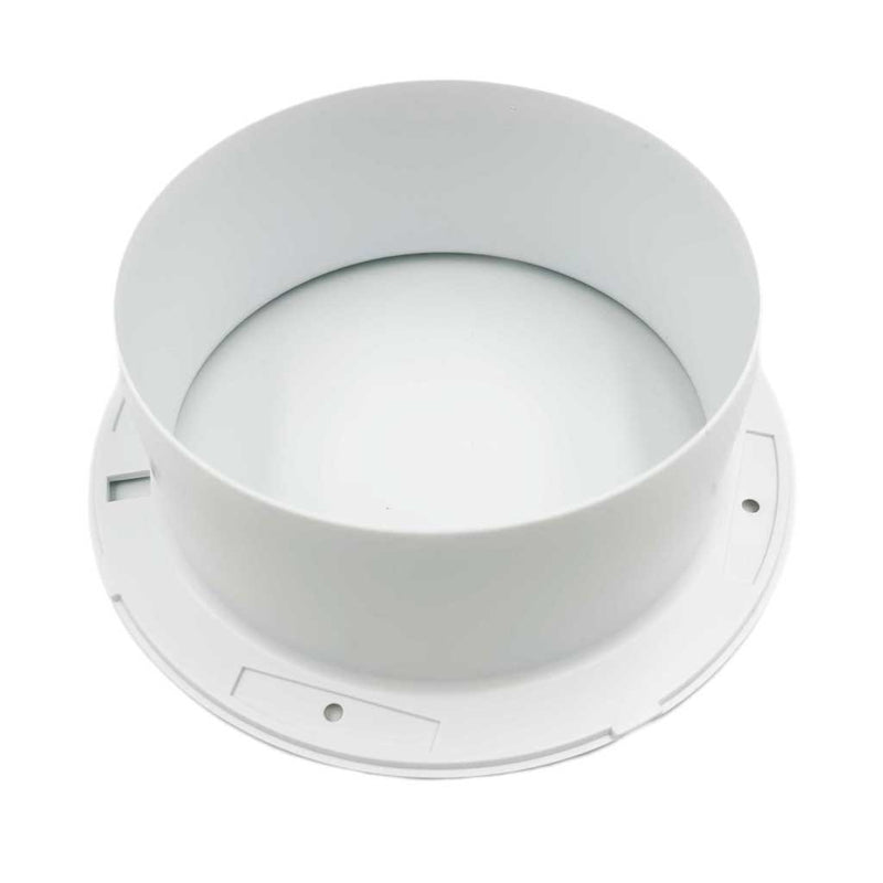 Vent Ducting Pipe Wall Plate Flanged Spigot White, 100/125/150mm