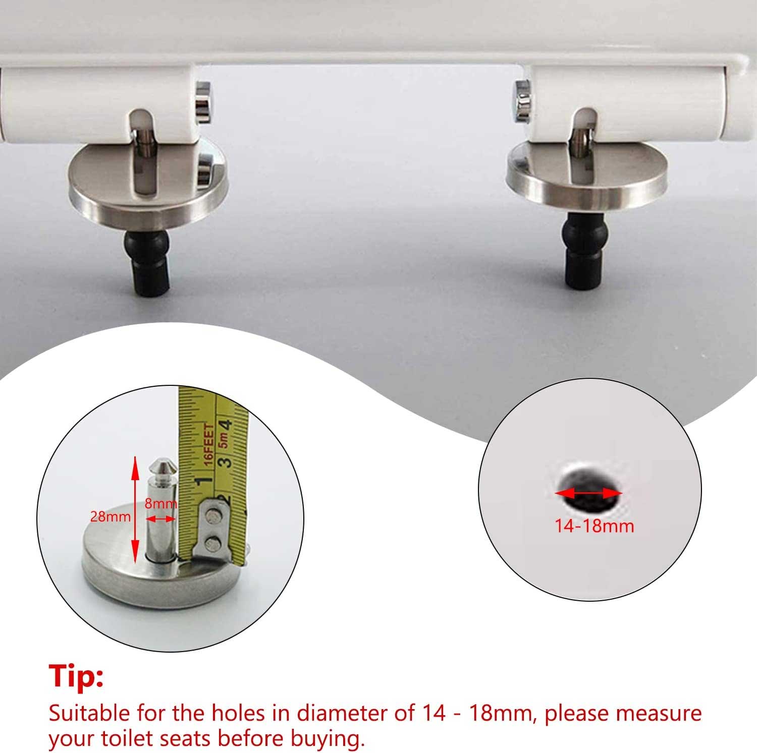2pcs Quick Release Toilet Seat Fixings For Top Pin Type Hinges Connect