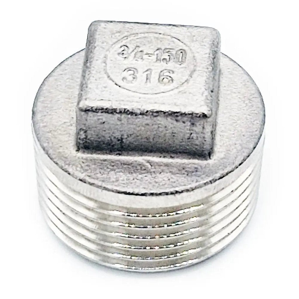 Threaded BSP Male Square Head Plug 316 Stainless Steel
